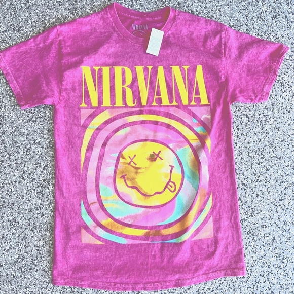 NIRVANA | Tops | Nirvana Pink Tye Dye Smiley Face T Shirt | Poshmark